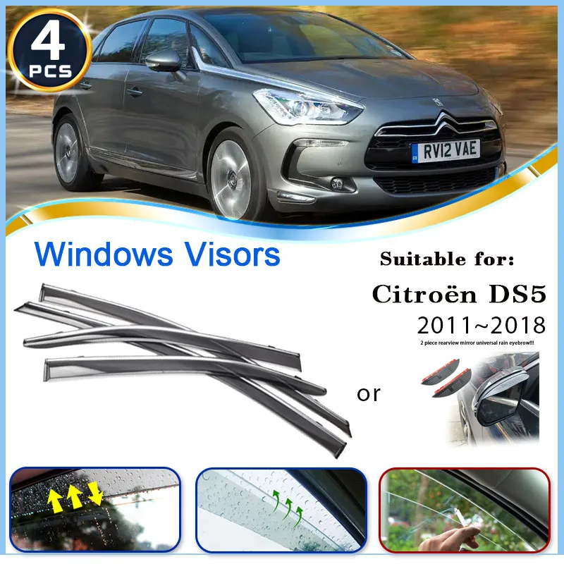 Car-Window-Rain-Visor-For-Citroen-DS5-CS-5-2011-2018-Rainproof-Visor ...