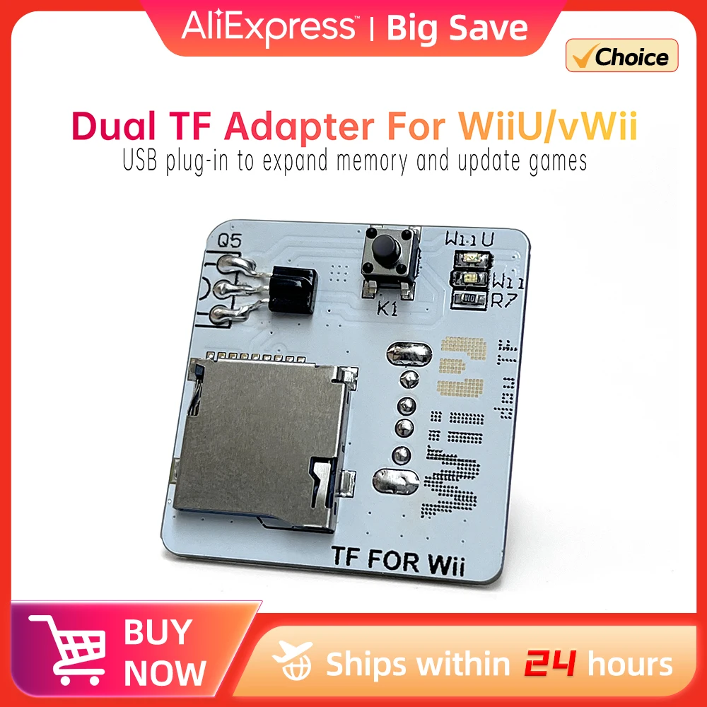 Dual TF Adapter For Wiiu/vWii Console Vis USB Plug-in To Expand Memory ...