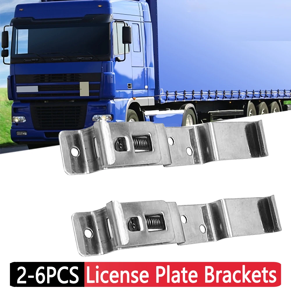 2-6Pcs-License-Plate-Brackets-Stainless-Steel-Spring-Loaded ...