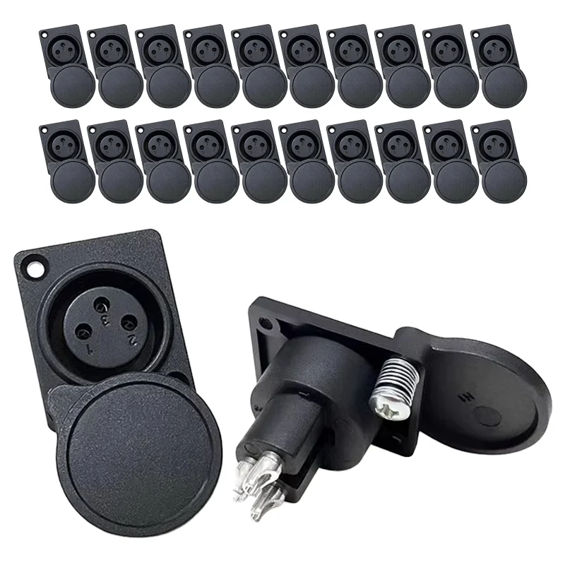 5-20PCS-3Pins-XLR-Connector-Audio-Video-panel-mount-Dustproof-Charging ...