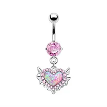 Heart Shaped Navel Ring Ornament Water Drop 14G Belly Button Piercing ...