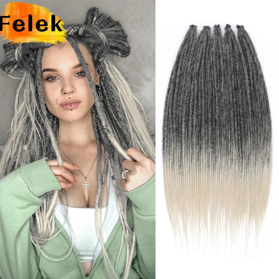 Ombre Grey Reggae Hippie Dreadlocks Distressed Braids 24 Inch Synthetic ...