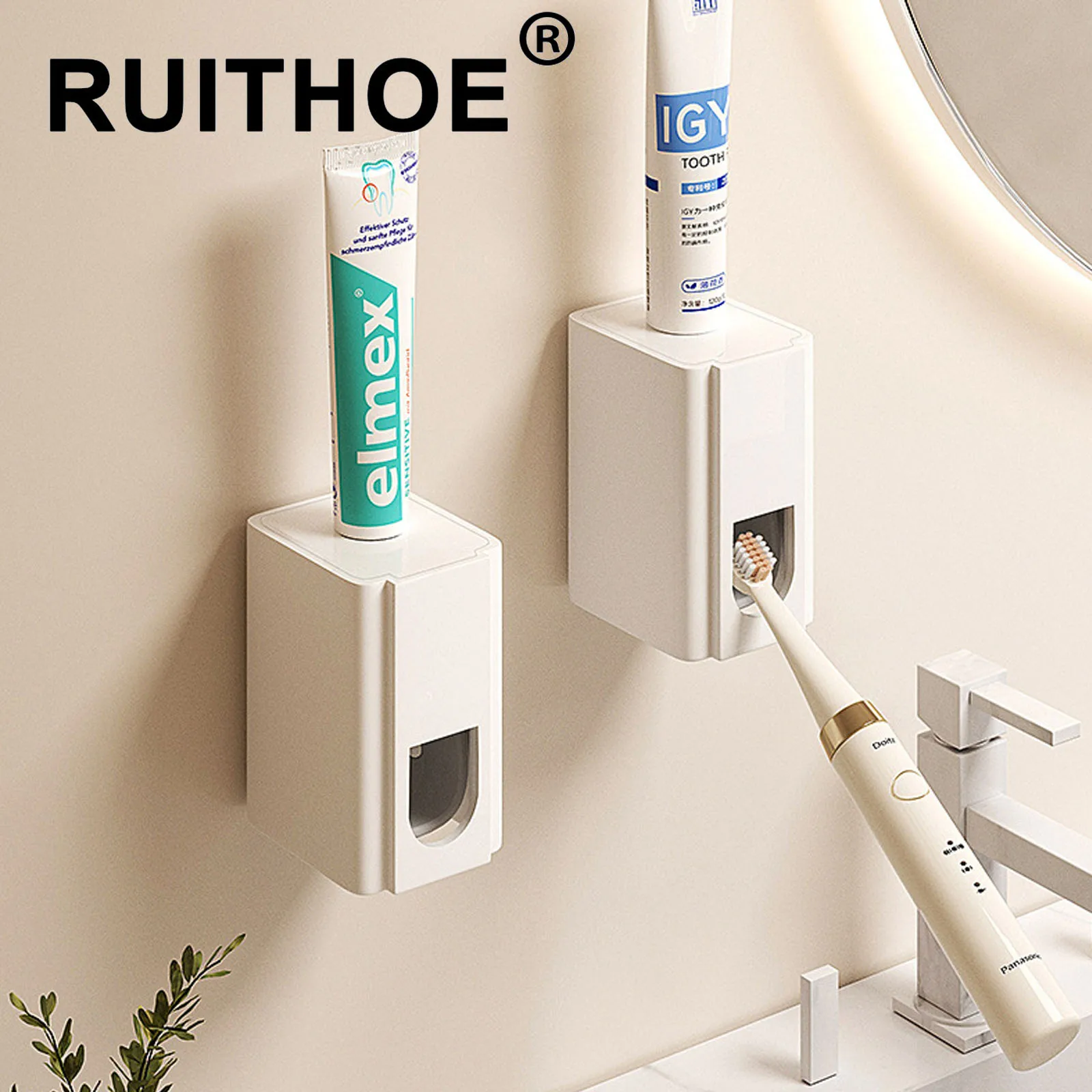 Automatic-Toothpaste-Dispenser-Set-Wall-Mounted-Extruder-No-Punch-self ...