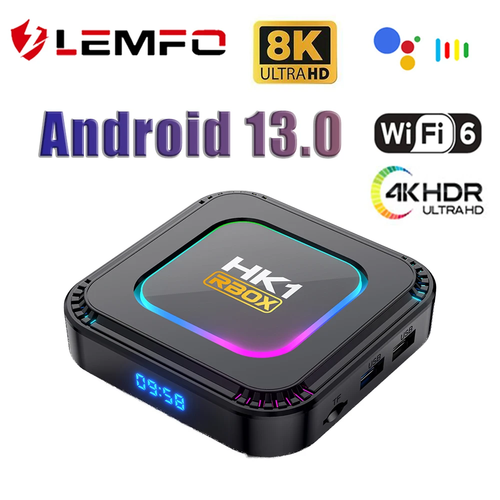 LEMFO Smart TV Box HK1 RBOX K8 Android 13 8K Android TV Box RGB Light 4GB 128GB RK3528 WiFi6 ...