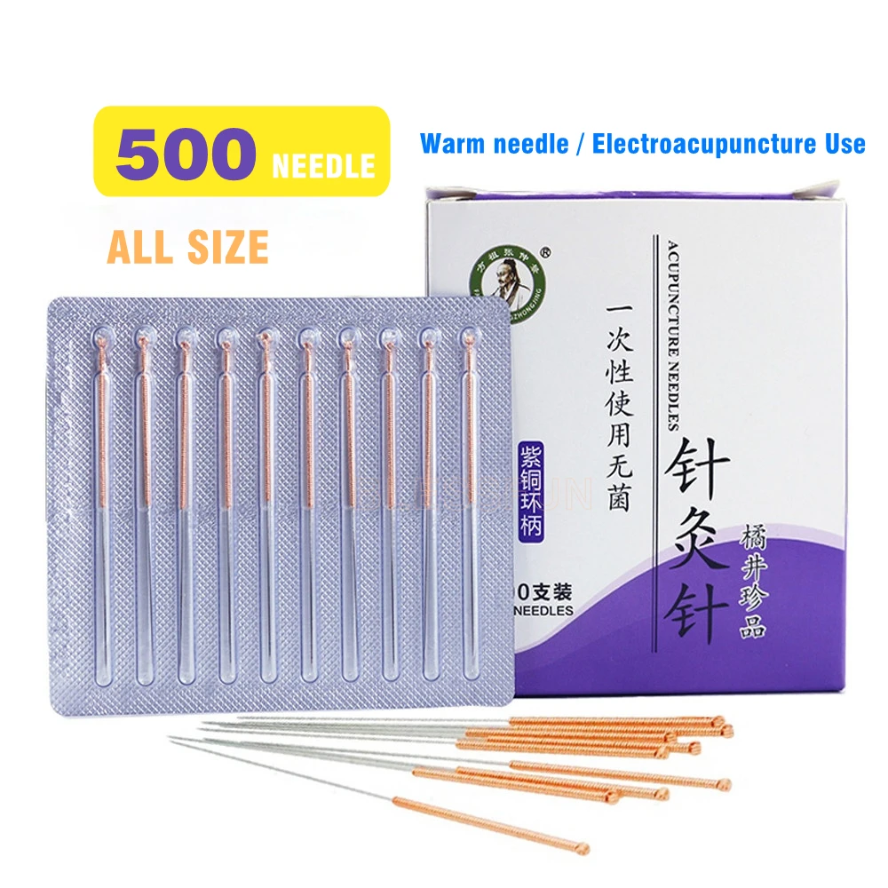 500Pcs-Copper-handle-Sterile-Acupuncture-needle-Electroacupuncture-Non ...