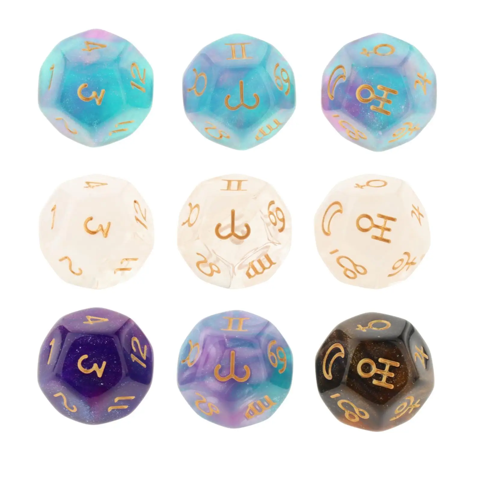 Dice-for-Board-Game-Tarot-Dice-3Pcs-12-Sided-Acrylic-Astrology ...