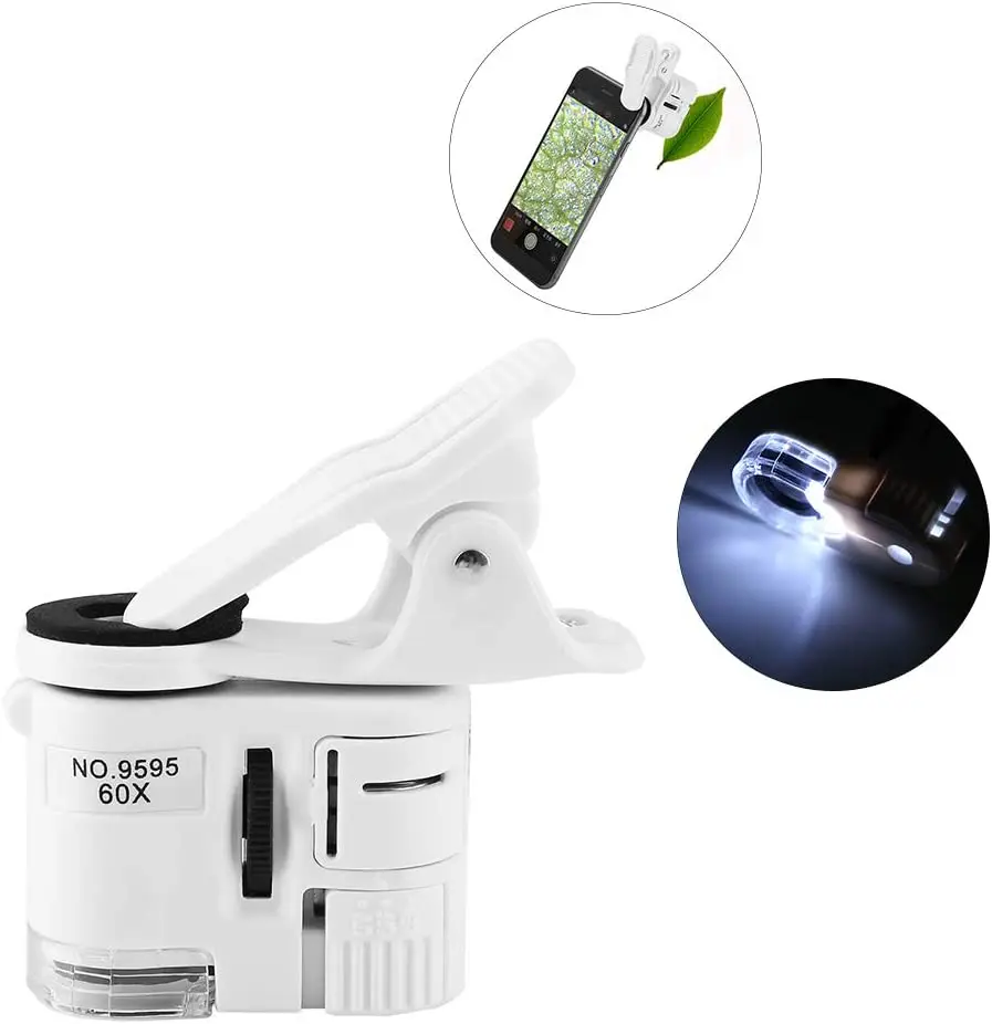 Lupa-con-luz-60x-Zoom-Microscopio-Lupa-LED-UV-Clip-on-Micro-Lente ...