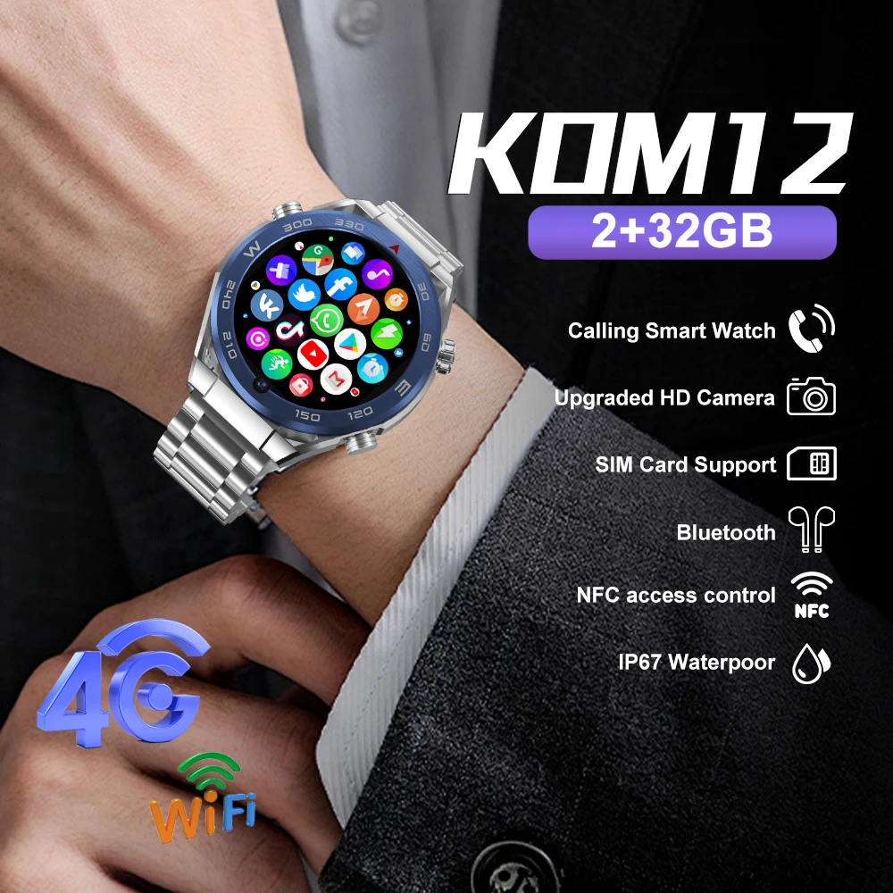 2G-32G-KOM12-Smart-Watch-NFC-Men-s-Sports-Fitness-Outdoor-Home-SIM-Card ...