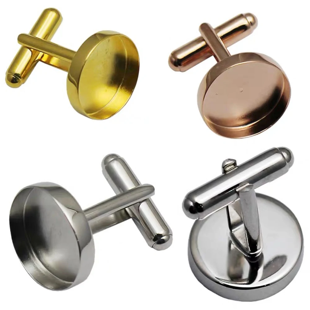 30pcs 12 14 16 18 20mm Plated Copper Blank Cufflinks Base Tray Bezel ...