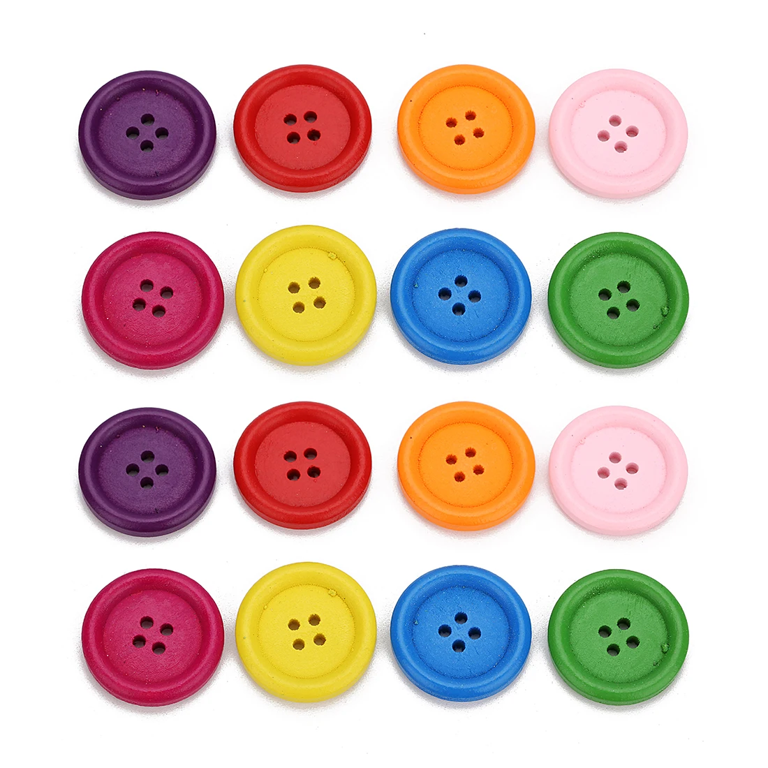 50Pcs/Lot Multicolor Flat Wooden Buttons Round Wood Bead for Handmade ...