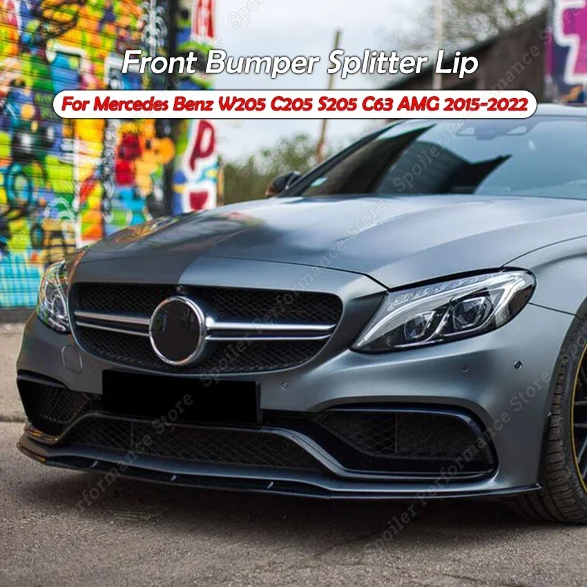 For-Mercedes-Benz-W205-C205-S205-C63-AMG-Front-Bumper-Splitter-Lip ...