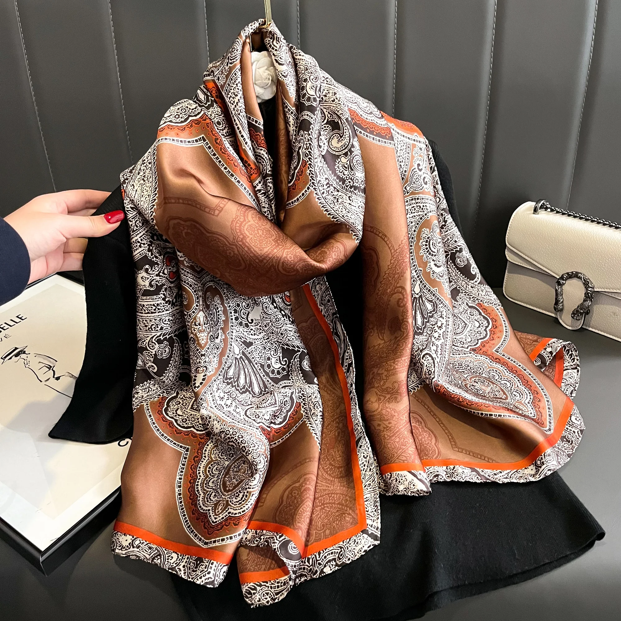 180*90cm Luxury Brand Women Summer Silk Scarves Shawls Lady Wraps Soft ...
