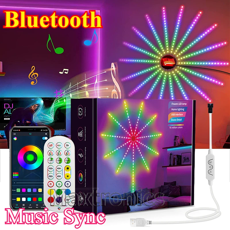 5V Music Sync Firework Light Bluetooth Control with Remote Control USB ...