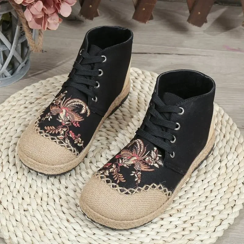 2024-NEW-New-Embroidered-Linen-Casual-Shoes-Simple-Versatile-Mid-Top ...