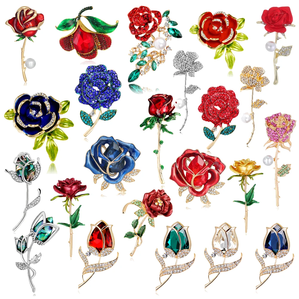 Hot Selling Romantic Rose Brooch Plant Floral Design Pin Accessories ...