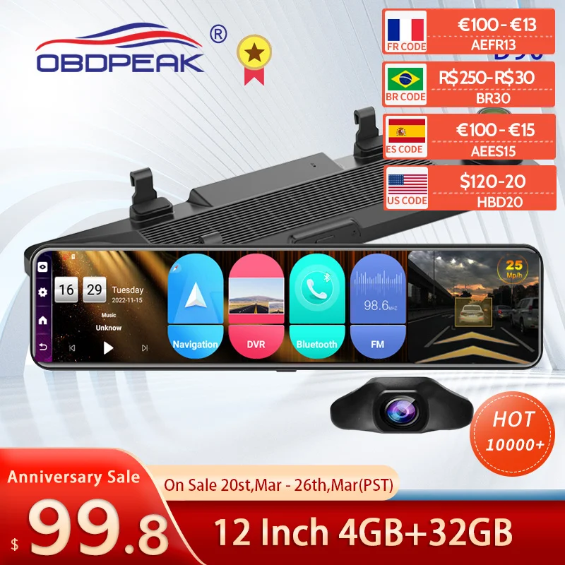 4G-32G-Android-8-1-12-Car-RearView-Mirror-Stream-Media-Dual-Lens-1080P ...