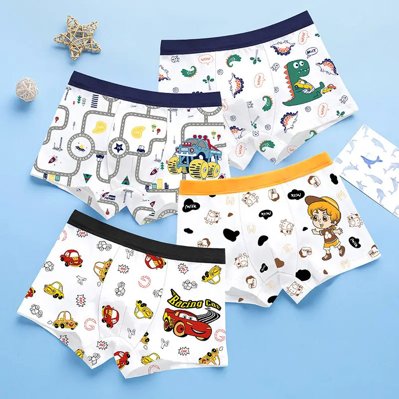 2 Pcs Children's Underwear Pure Car Cotton Boys Boxer Underpants Cozy ...