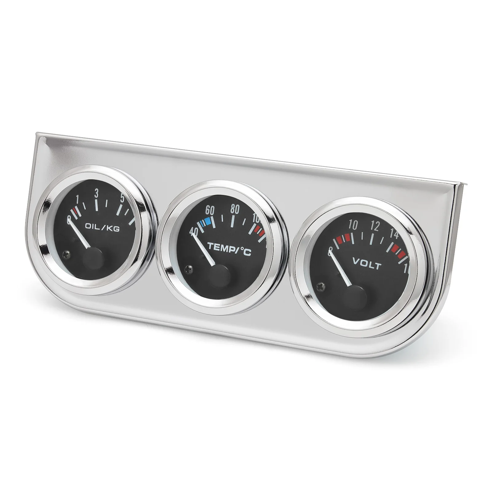 3 IN 1 12V Car LED Triple Table Meter 52mm Gauge Oil Pressure Gauge ...