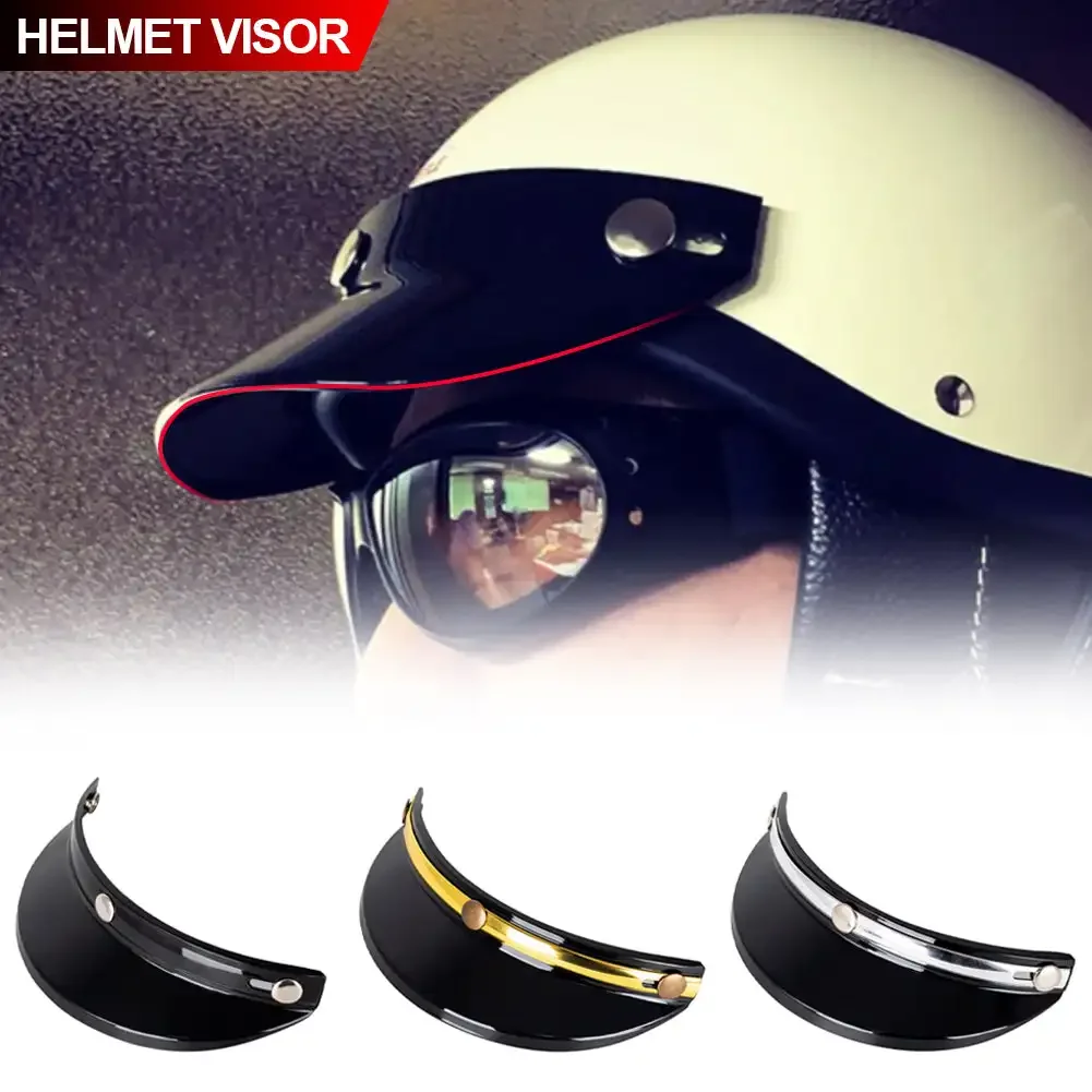 3-Snap-Button-Retro-Motorcycle-Helmet-Sun-Shade-Protector-Retro-Open ...