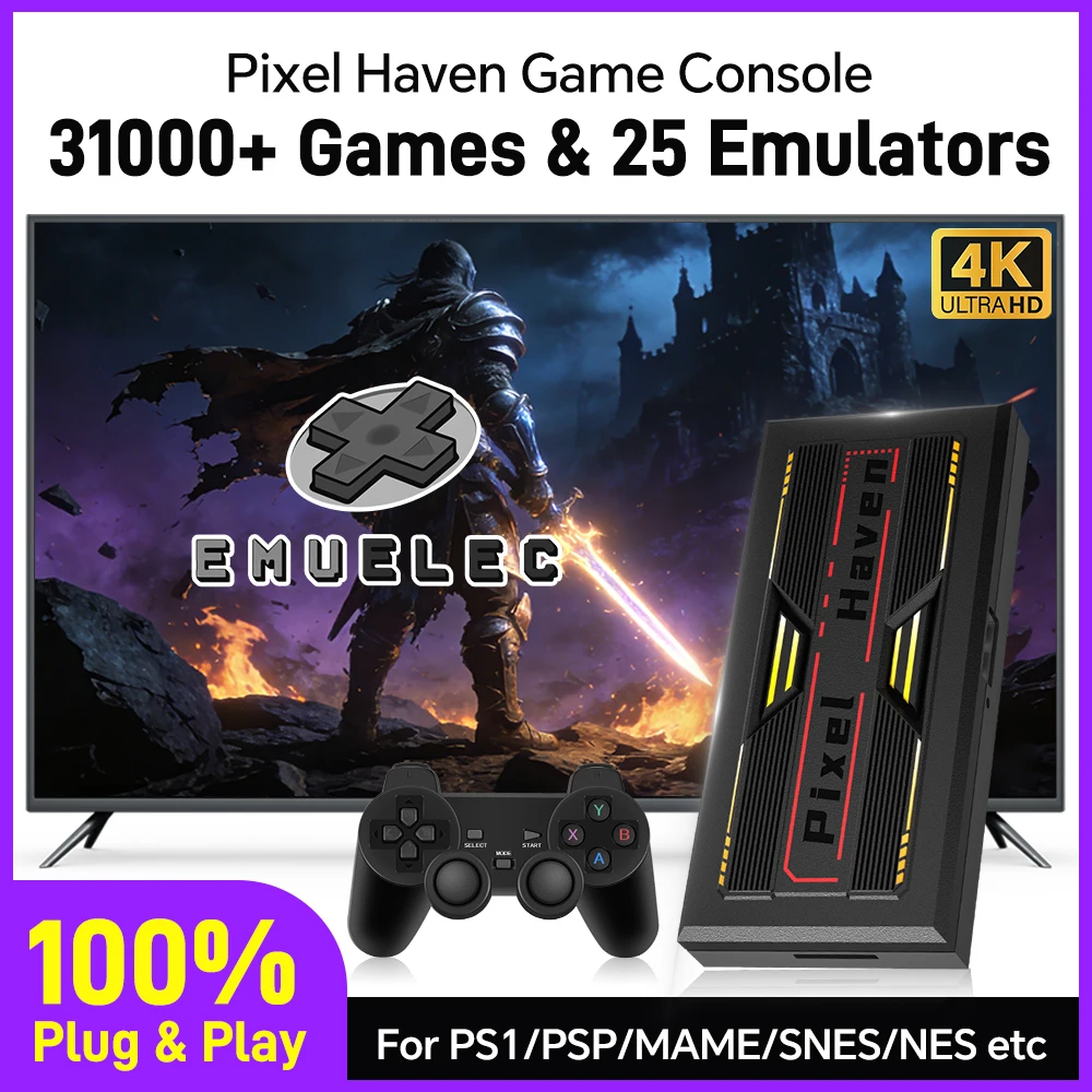 Pixel Haven Retro Game Console EmuELEC 4.7 OS Video Game Player with ...