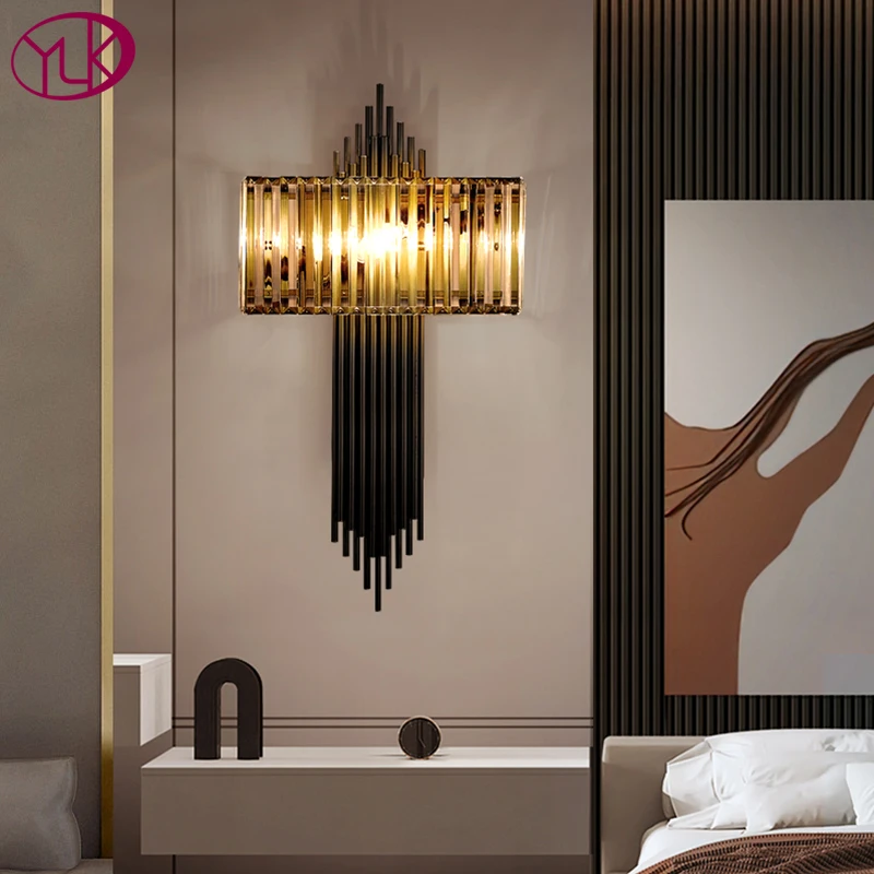 Lampu-Dinding-Kristal-Modern-Hitam-Emas-Dekorasi-Rumah-Mewah-Lampu ...