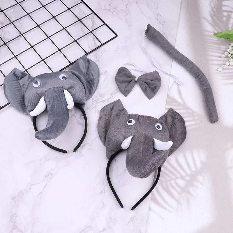 Kids-Plush-Children-Elephant-Ears-Headband-Animal-Tie-Tail-Gift ...