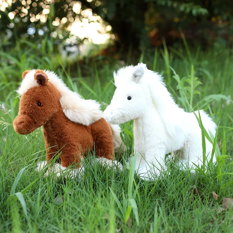 25-40cm-Simulation-Cute-Horse-Plush-Doll-Brown-White-Long-Haired-Animal ...