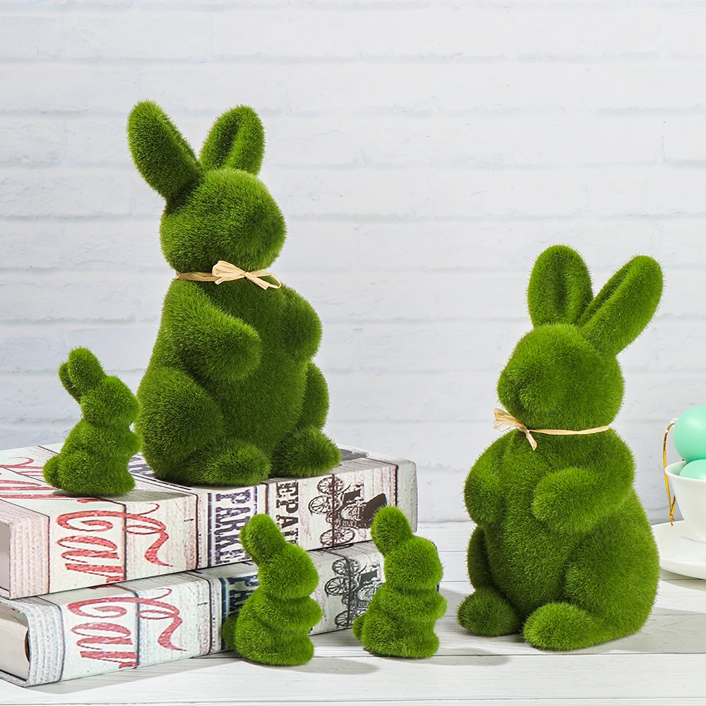 Easter-Moss-Rabbit-Figurine-Foam-Green-Flocking-Bunny-Ornament-for-2023 ...