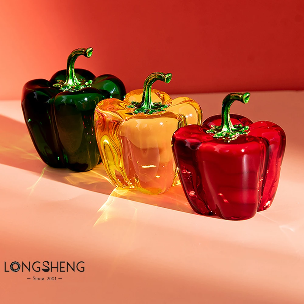 Color-Crystal-Chili-Figurine-Collectible-Paperweight-Glass-Pepper ...