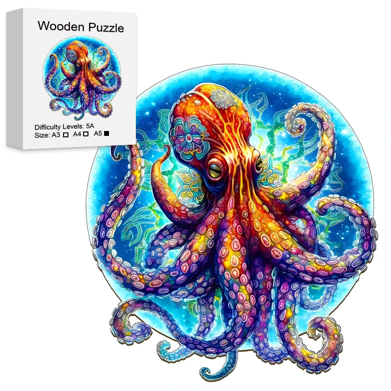 Giant Octopus Wooden Puzzle for Jigsaw Lover, Uniquely Stress Relieves ...