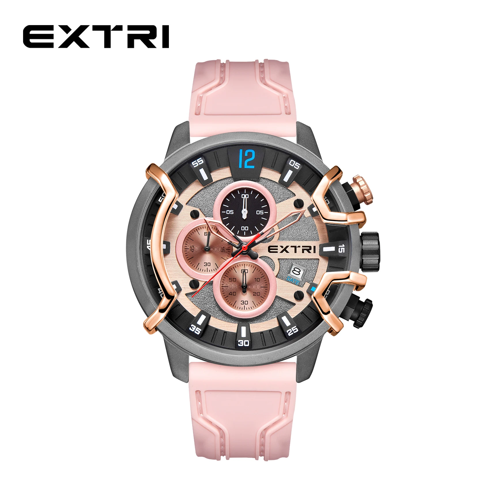 Extri-New-Design-Stainless-Steel-Matt-Finish-Case-Big-Case-Men-Multifunction-Sport-Pink-Color ...