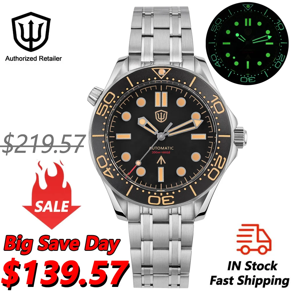 Watchdives WD007 39mm NTTD Dive Watch NH35 Movement Domed Sapphire ...