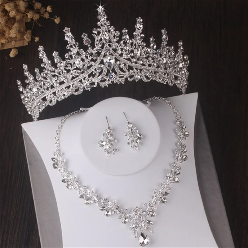 Conjunto de boda romántico de plata para mujer, corona, tocado de ...
