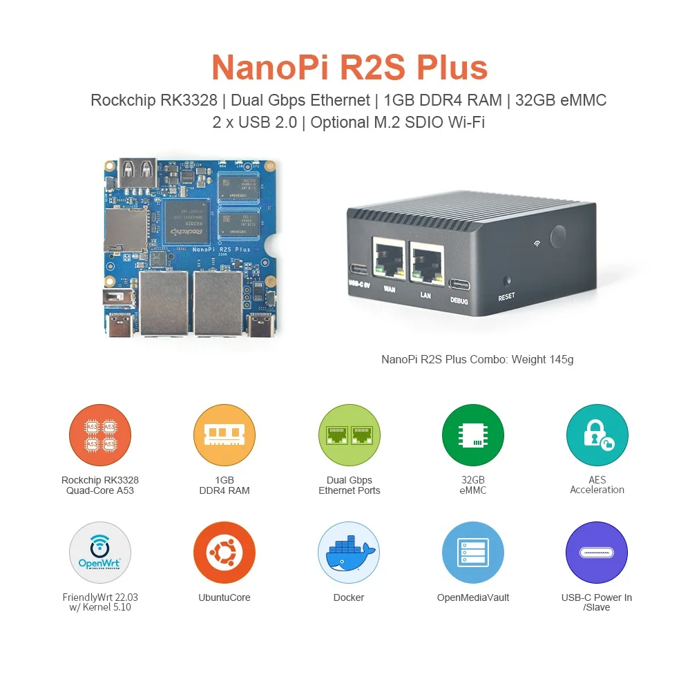 Open-Pi-Nano-R2S-Plus-1G-DDR-RAM-32G-eMMC-Router-Rockchip-RK3328-USB3-0 ...