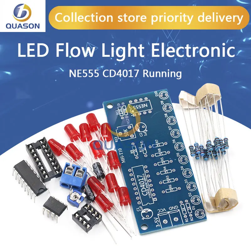 NE555 CD4017 Running LED Flow Light Electronic Production Suite Control ...