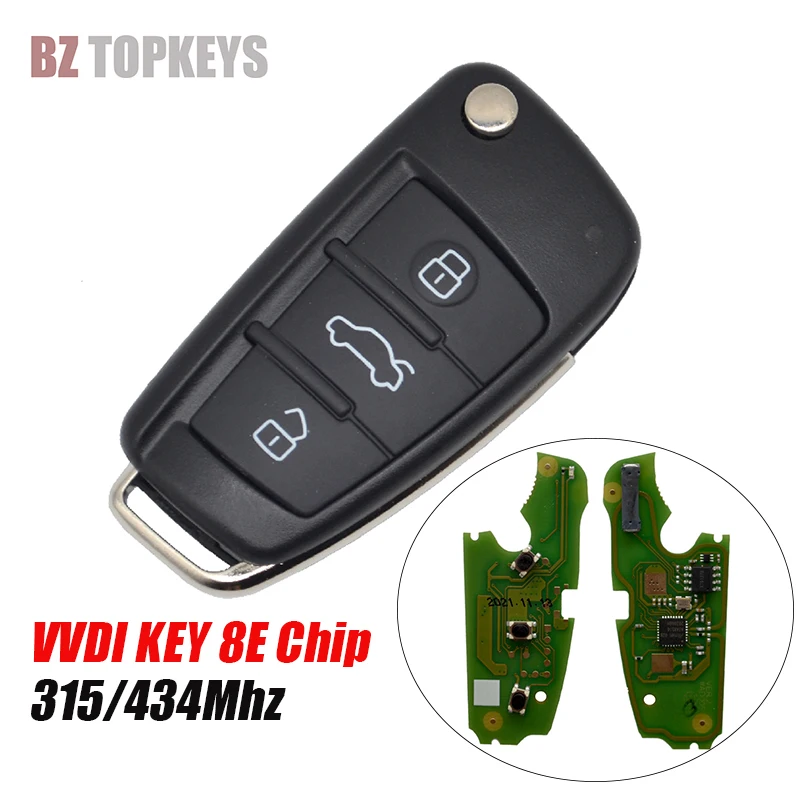 Flip car key fob VVDI 3buttons 315/433Mhz 8E Chip for Audi A6L Q7 S6 ...