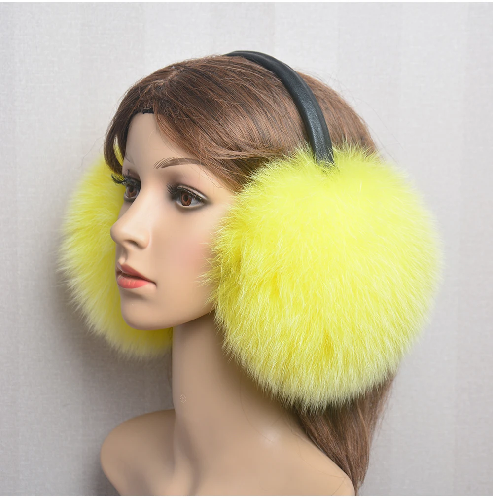 Winter Women Warm Real Fox Fur Earmuffs Girl's Earlap Ultra Large ...