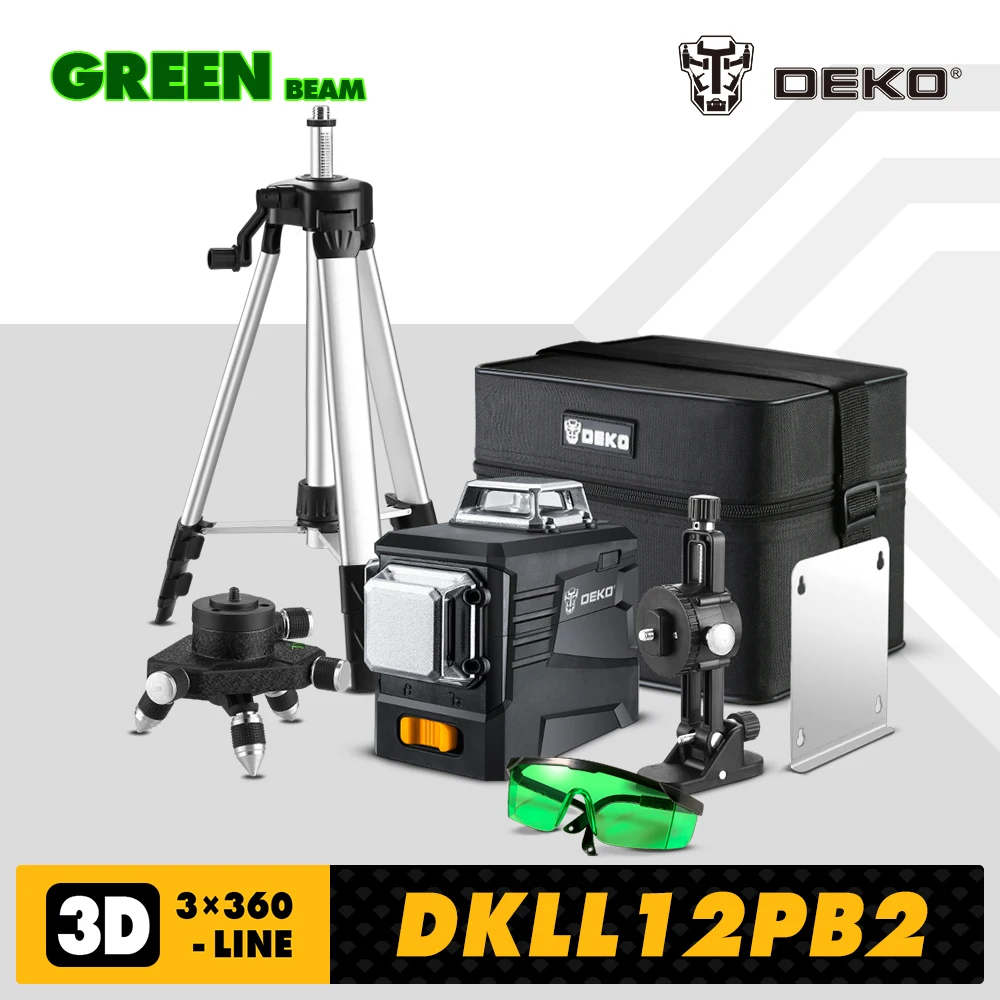 DEKO Nivel láser DKLL12PB, herramienta de nivelación 3D de 12 líneas, 360 grados, nivelado ...