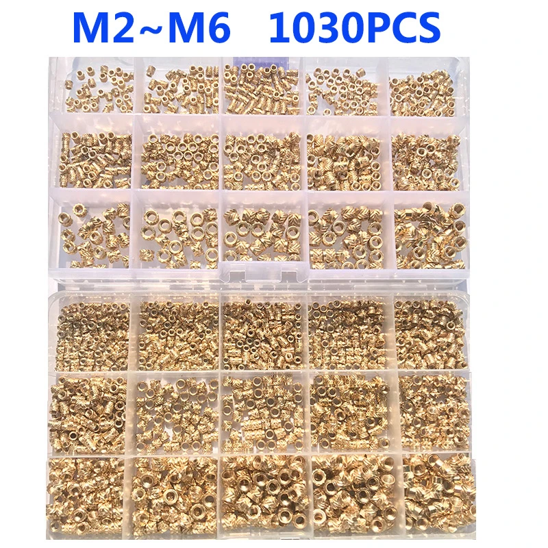 M2 M2.5 M3 M4 M5 M6 Brass Heat Set Insert Nut Hot Melt Nutinsert Thread Knurled Double Twill ...