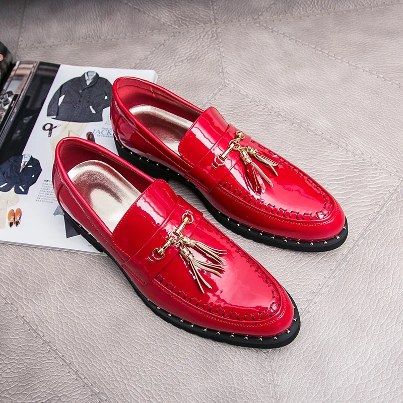 Luxury-Red-Patent-Men-Formal-Shoes-Leather-Designer-Tassels-Mens-Oxford ...