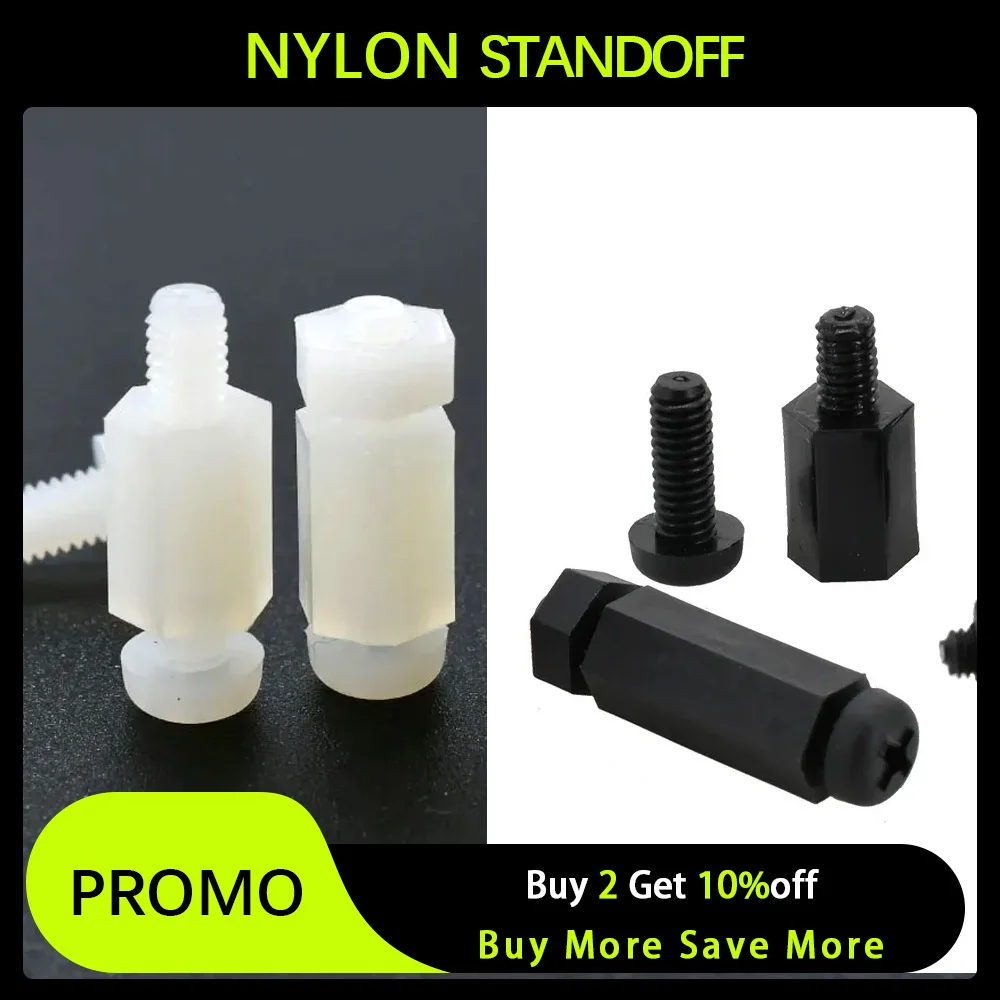 M2-M3-M4-M5-M6-Motherboard-PCB-Pillars-Spacers-Black-White-Nylon-Hex ...