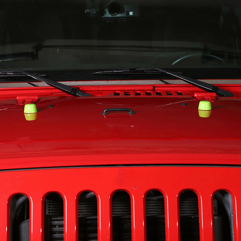 2pcs Green ABS Engine Hood Rubber Head Decor Cover Fit For Jeep ...