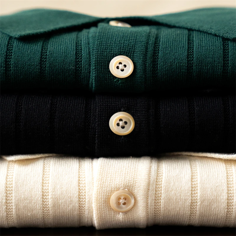 Red-Tornado-Ribbed-Knit-Polo-Shirt-Vintage-Fashion-Striped-Short-Sleeve ...