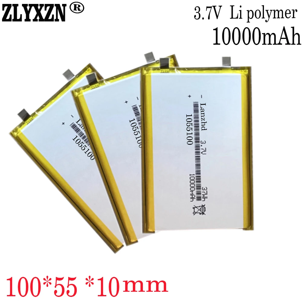 1-10PCS-3-7V-Li-Polymer-Battery-10000mAh-100-55-10mm-Soft-package ...