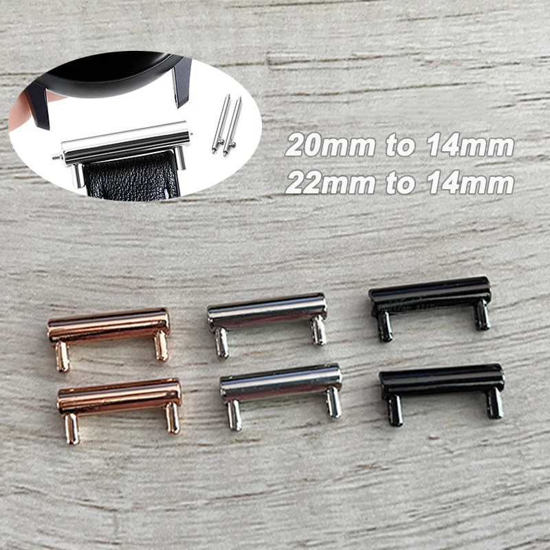 2pcs-Metal-Connectors-20mm-22mm-To-14mm-Stainless-Steel-Leather-Watch ...