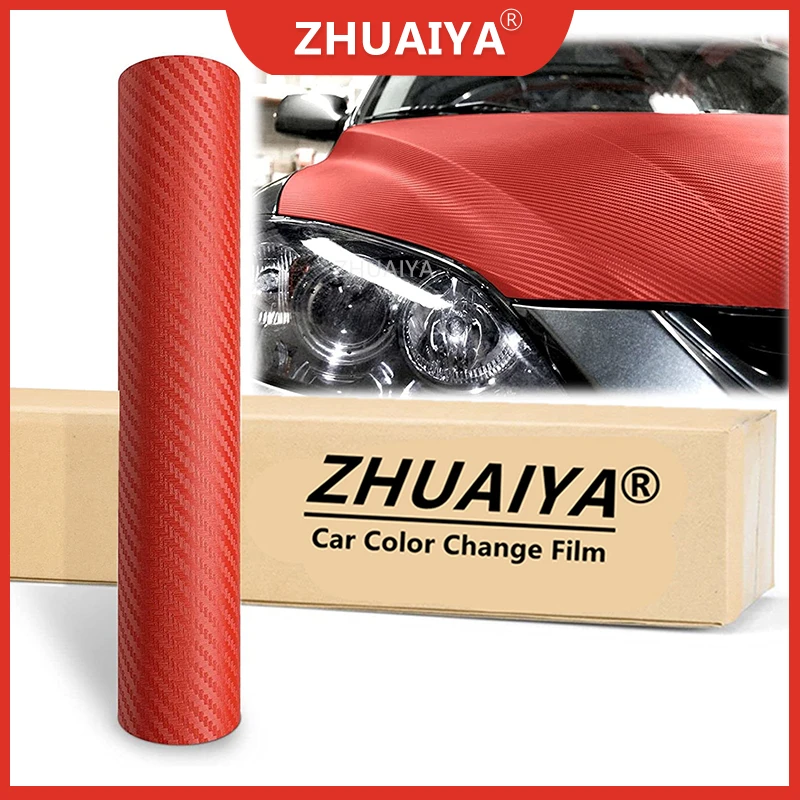 Car Color Change Film Red 3D Carbon Fiber Textured Matte Car Auto ...