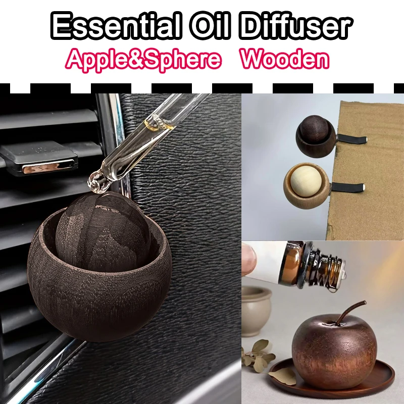 Hot Wooden Apple Sphere Essential Oil Diffuser Home Party Room Bathroom ...