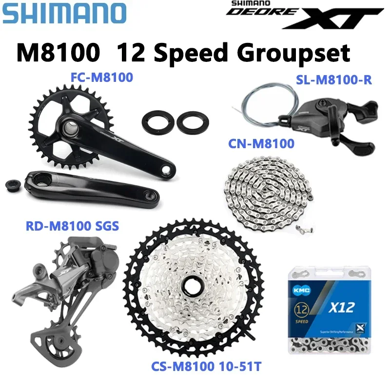 Shimano DEORE XT 12 Speed M8100 Groupset 32T 34T 36T Crankset MTB Mountain Bike Groupset 1x12S ...