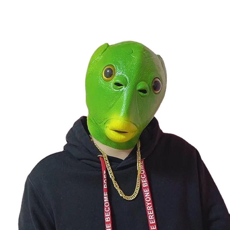 Funny-Green-Fish-Full-Head-Mask-Halloween-Headgear-Latex-Headgear-Mask ...