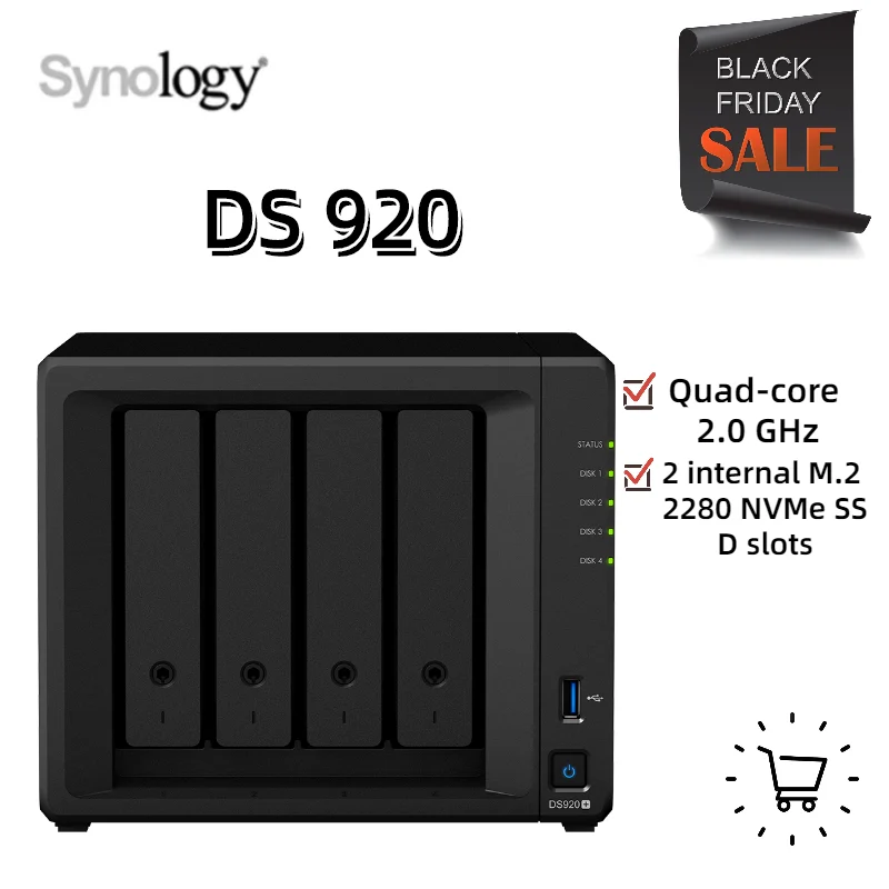 Synology Ds920+ 4g Nas 8tb 4 Bay Diskless Network Cloud Storage Server ...
